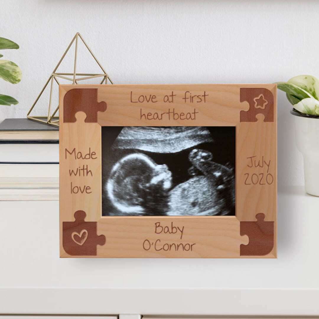 Love at First Heartbeat Personalized Wooden Frame - Etsy