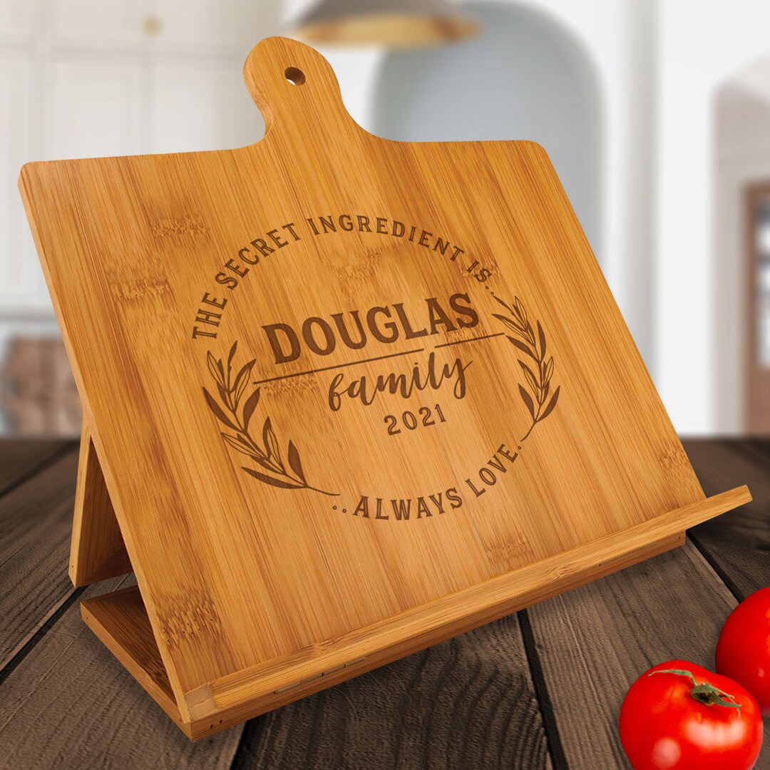 Personalized Wooden Family Cookbook Holder, Custom Made Wooden Kitchen ...