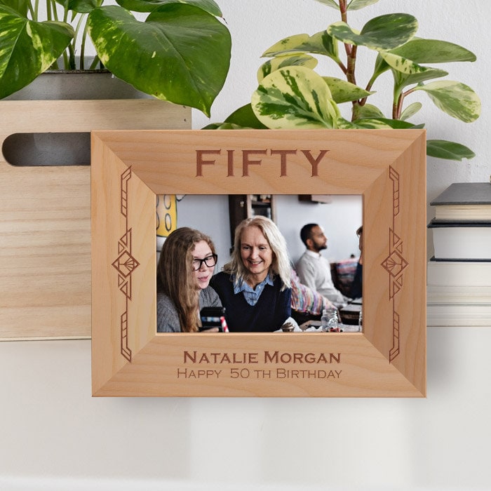 Fifty Happy 50th Birthday Personalized Wooden Frame | Etsy