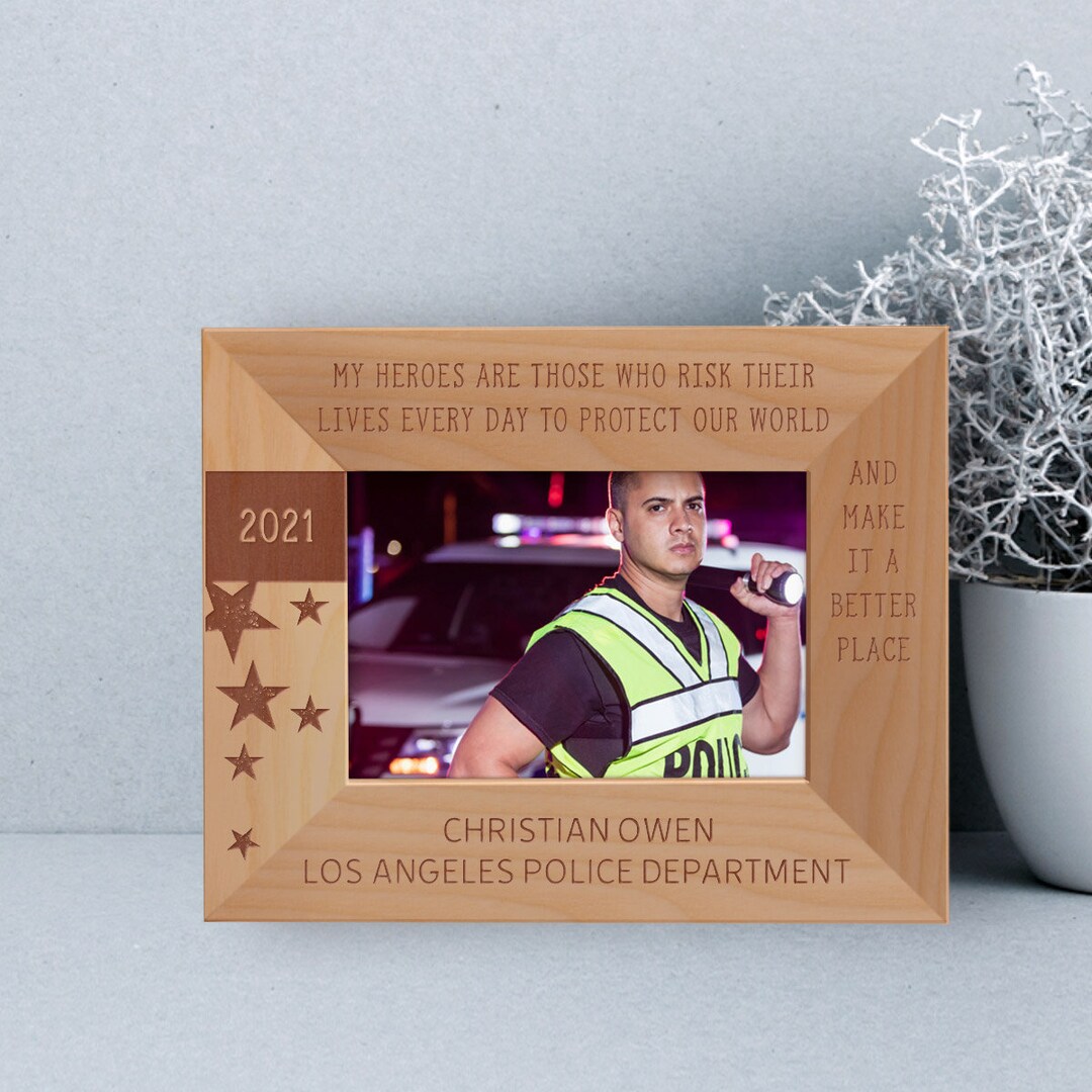 Personalized Police Picture Frame, Custom Photo Frame, Wooden Photo ...