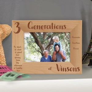Custom Family Photo Frame, Personalized Three Generations Picture Frame ...