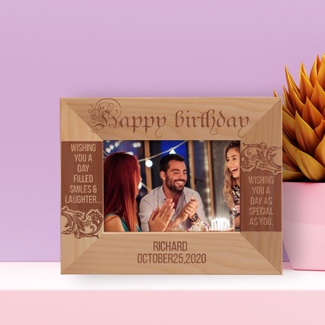 Custom Happy Birthday Photo Frame, Personalized Picture Frame, Engraved ...