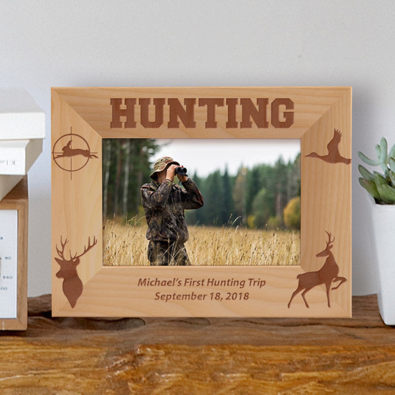 First Hunting Picture Frame, Personalized Picture Frames, Wooden ...