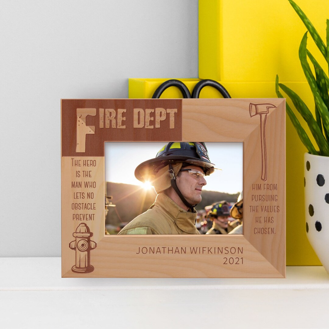 Personalized Firemen Picture Frame, Personalized Picture Frame, Wooden ...