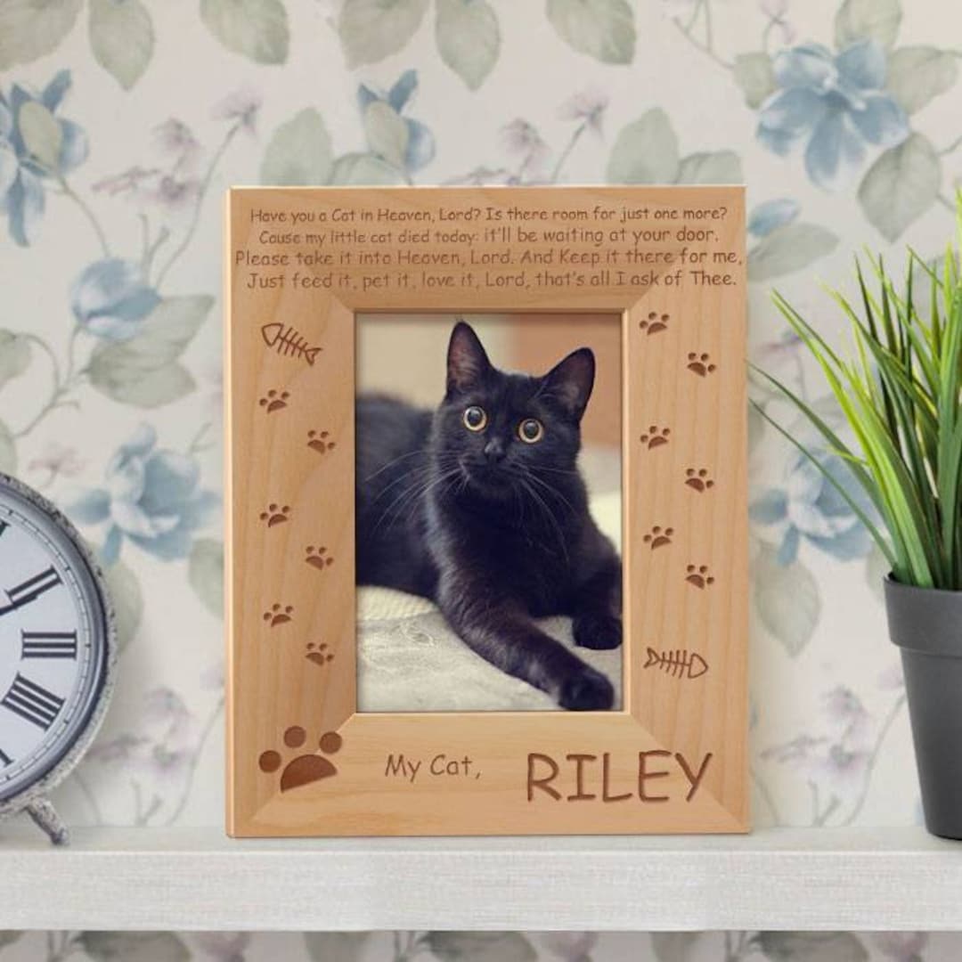 Personalized Cat Photo Frame, Cat Memorial Photo Frame, Cats Sympathy ...