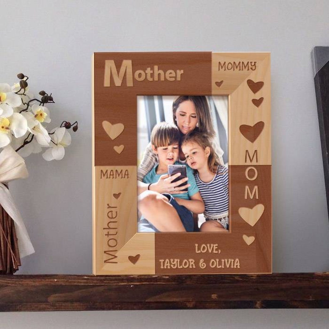 Personalized Mother Photo Frame, Engraved Heart, Custom Mom Gift ...