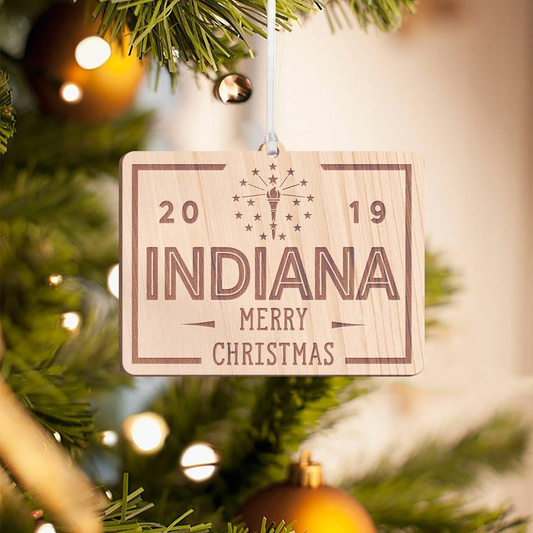 Engraved Indiana Ornament, Personalized Indiana Christmas Ornament ...
