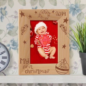 Babies First Christmas Photo Frame, My First Christmas, Personalized ...