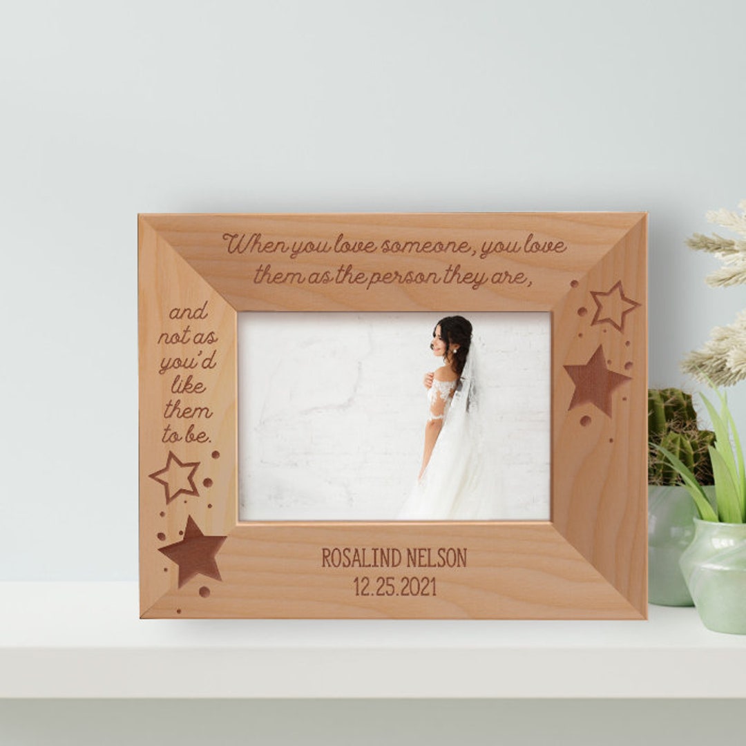 Personalized Bride Picture Frame, Engraved Unique Wooden Photo Frame ...