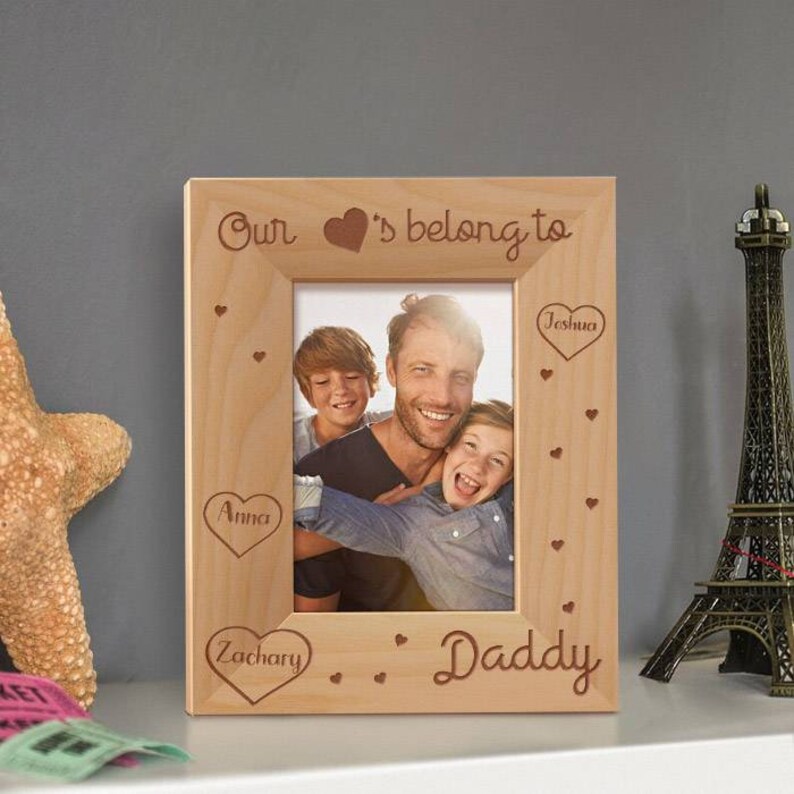 Daddy Photo Frame Our Hearts Belong to Daddy Engraved Wooden | Etsy
