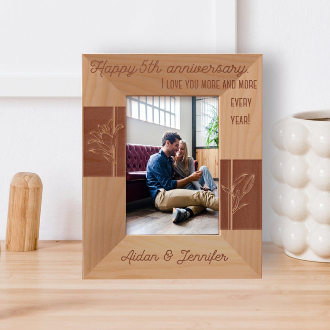 Custom Happy 5th Anniversary Picture Frame, Personalized Photo Frame ...