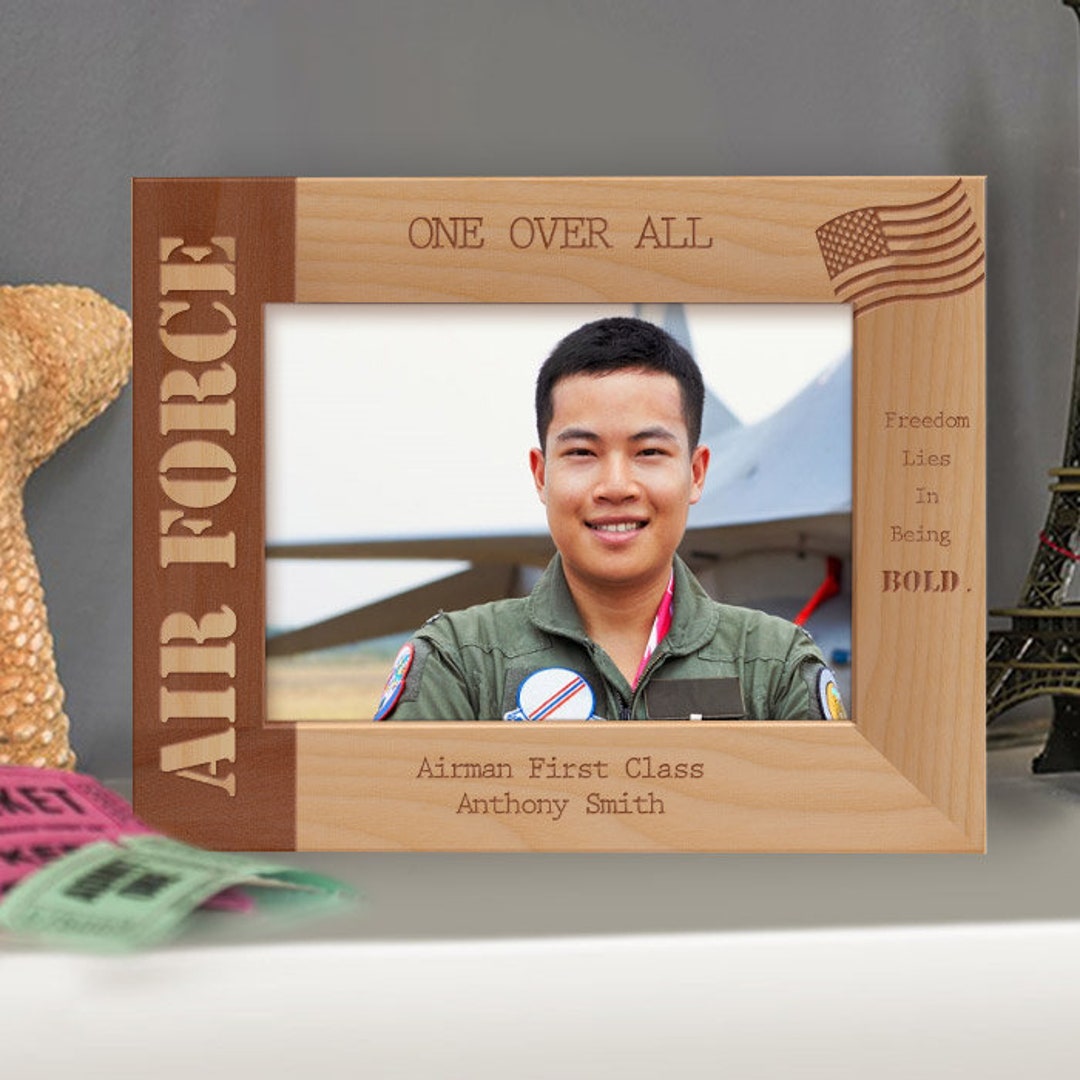 Air Force Picture Frame, USAF Photo Frame Personalized, Wooden Picture ...