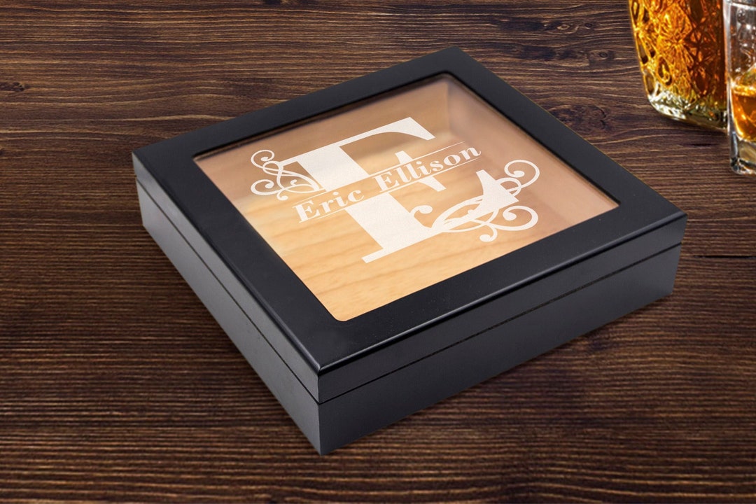 Custom Engraved Cigar Box Humidor – Personalized Wooden Cigar Holder ...