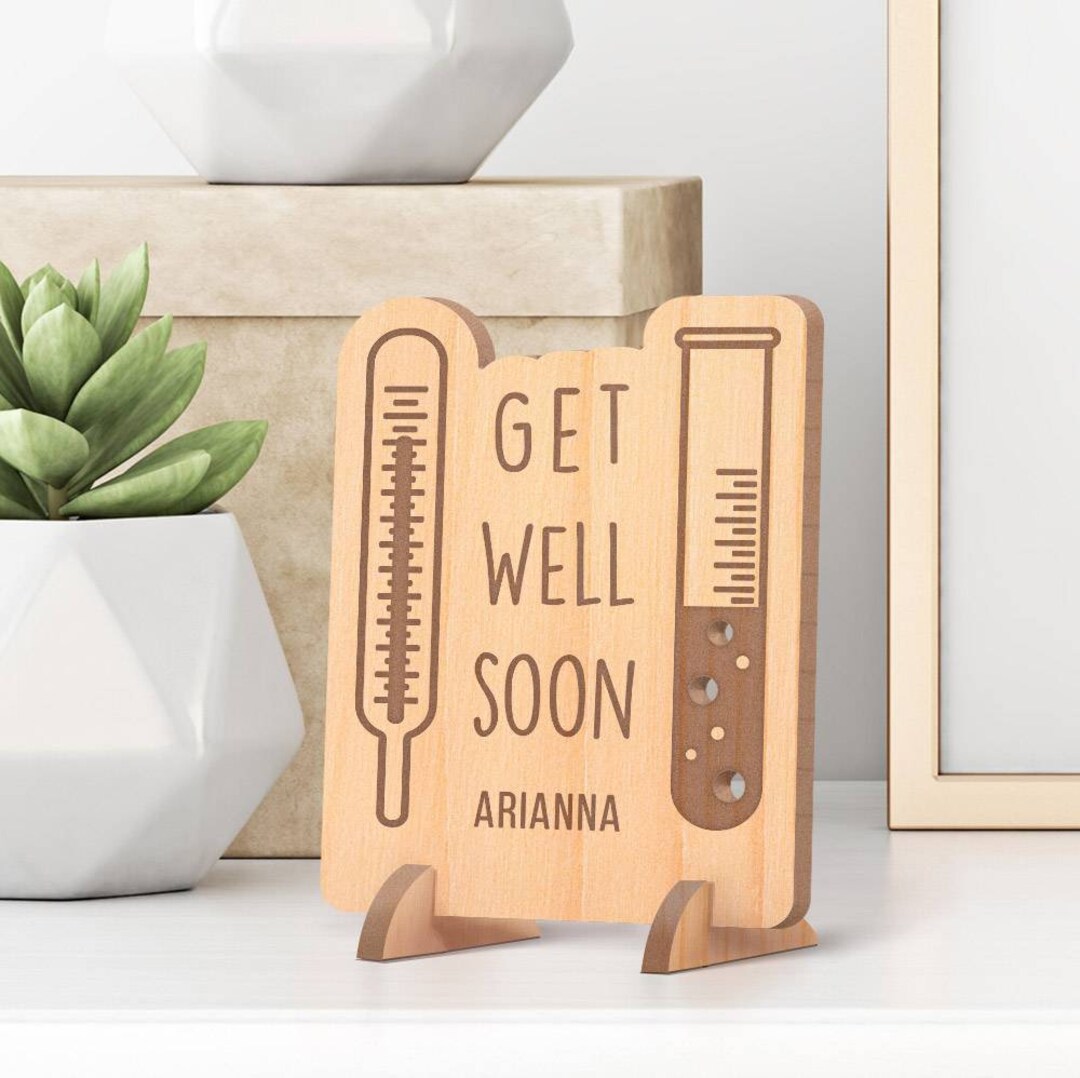 Engraved Get Well Card, Personalized Well Wishes Wooden Card ...