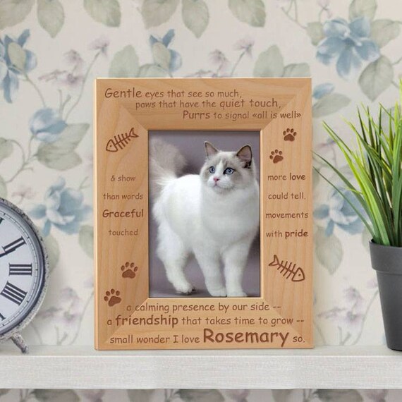 Personalized Cat Photo Frame Pet Picture Frame Engraved | Etsy