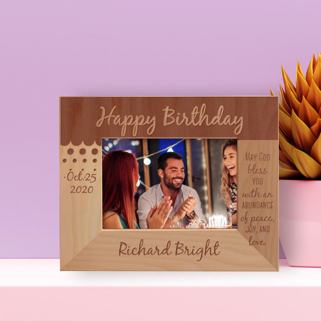 Custom Happy Birthday Photo Frame, Personalize Photo Frame, Engraved ...