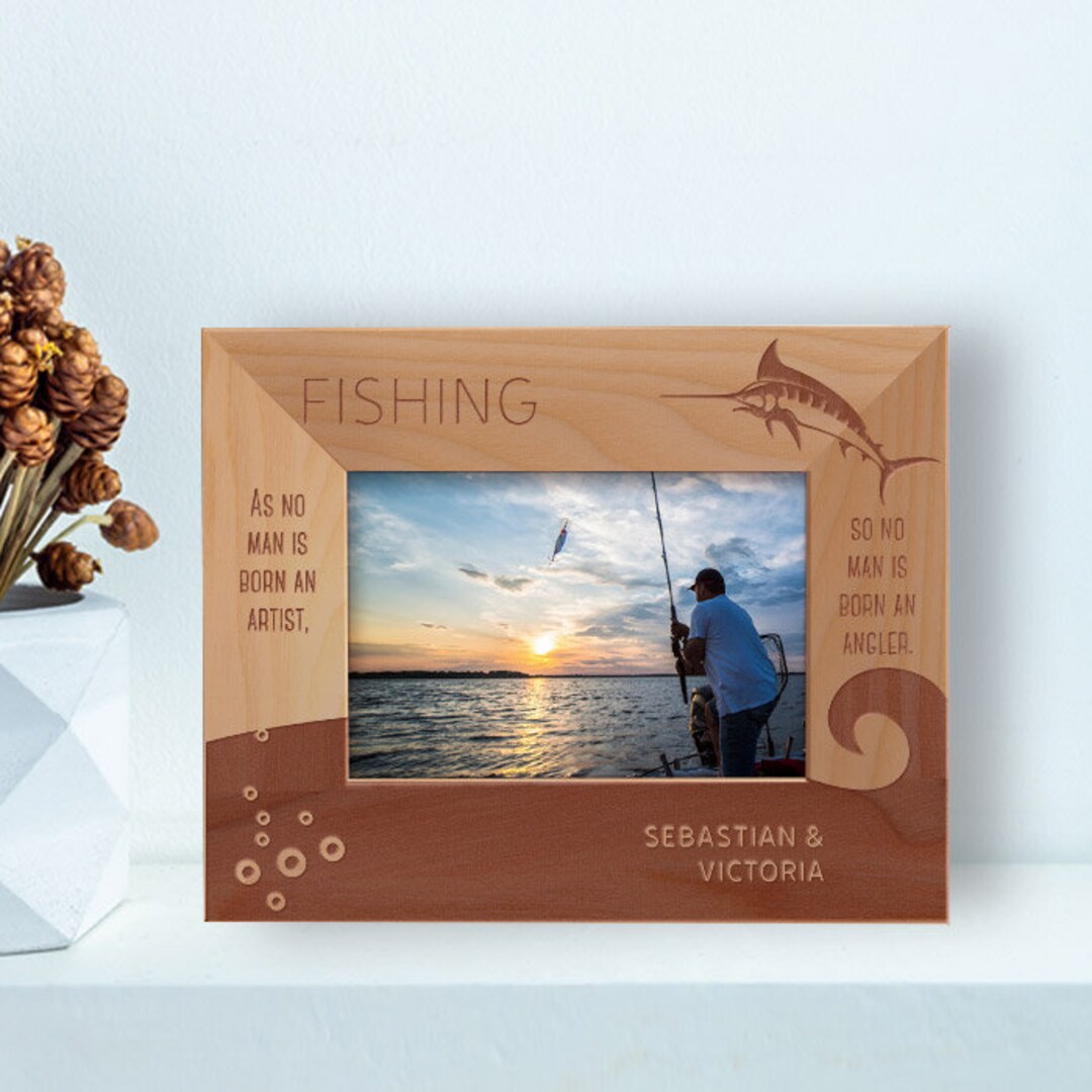 Custom Fishing Picture Frame, Personalized Photo Frame, Engraved Photo ...