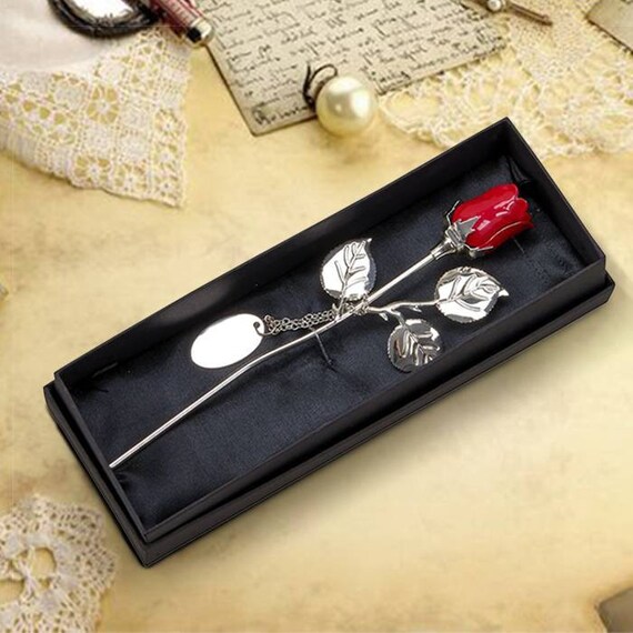 Personalized Red Rose Silver Rose Decorative Valentines Red | Etsy