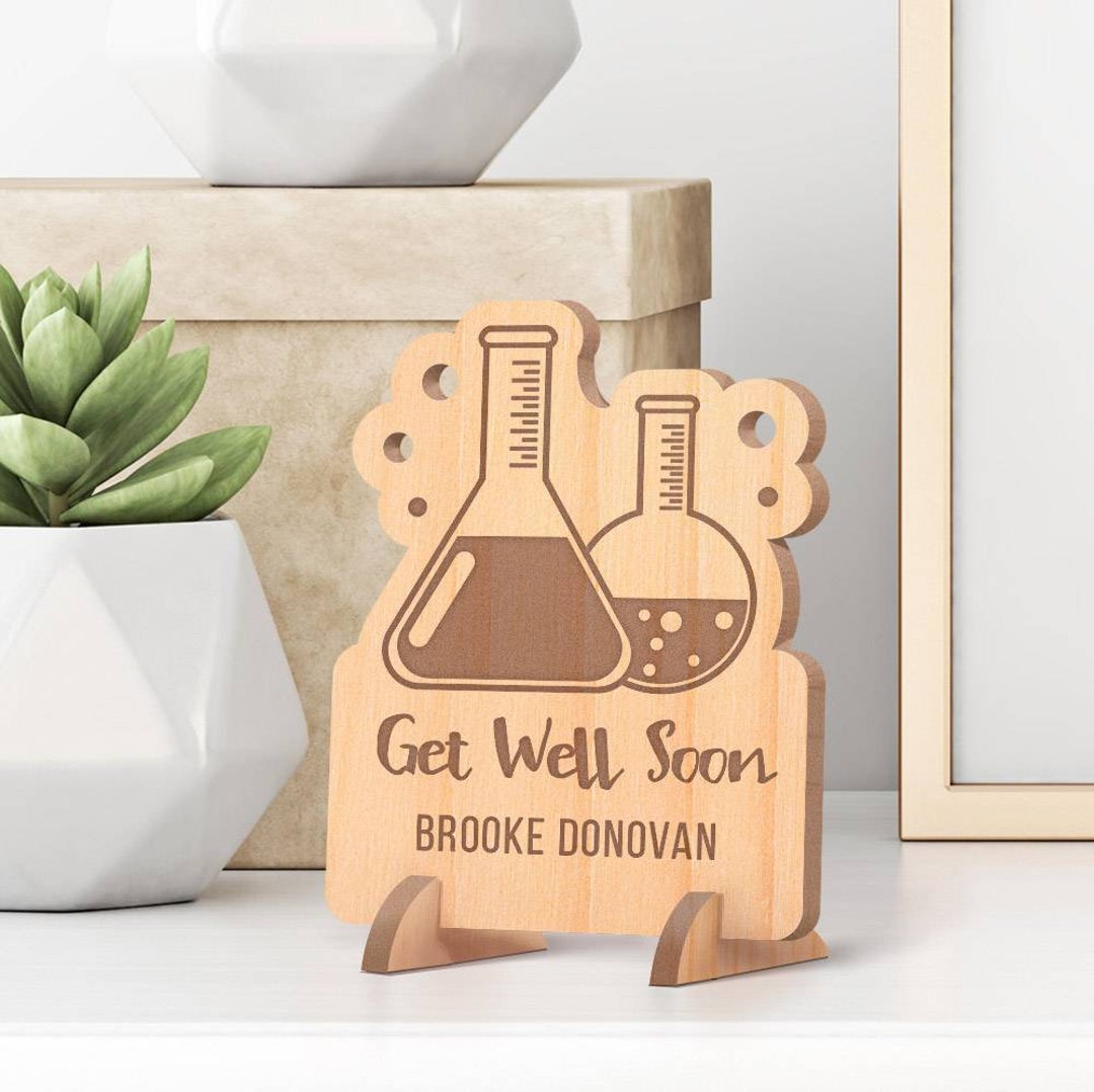 Monogram Get Well Card, Personalized Well Wishes Wood Card, Customized ...