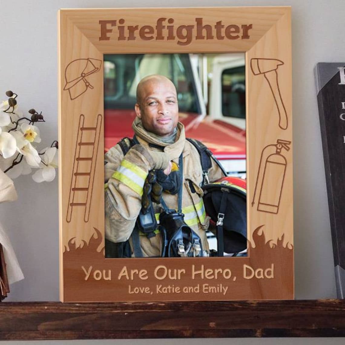 Firefighter Photo Frame Personalized Firefighter Frame Our | Etsy