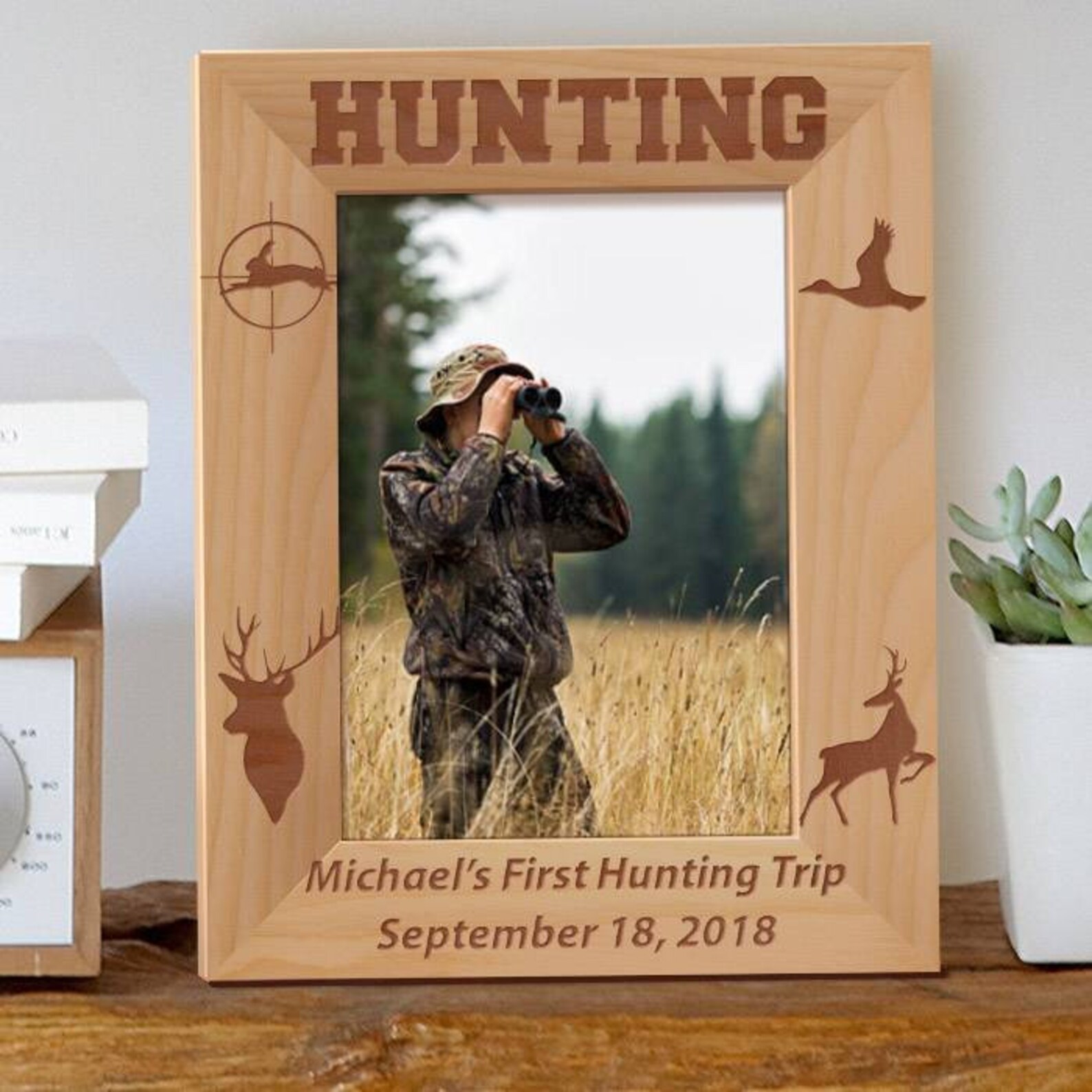 First Hunting Picture Frame, Personalized Picture Frames, Wooden ...