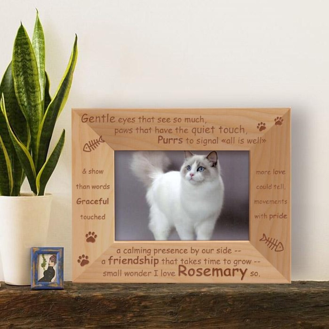 Personalized Cat Photo Frame, Pet Picture Frame, Engraved Photo Frame ...