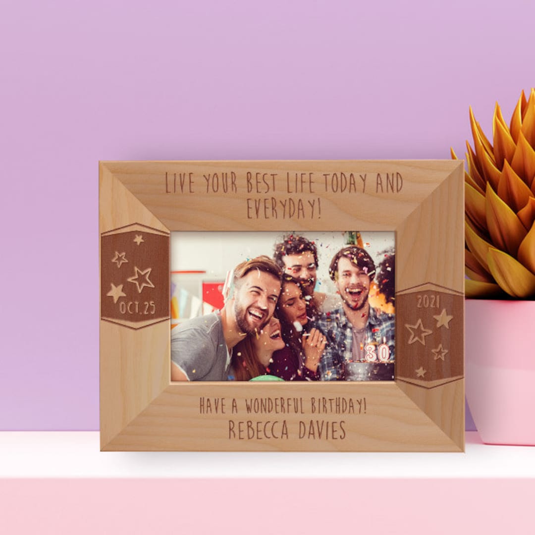 Personalized Happy Birthday Photo Frame, Custom Picture Frame, Engraved ...