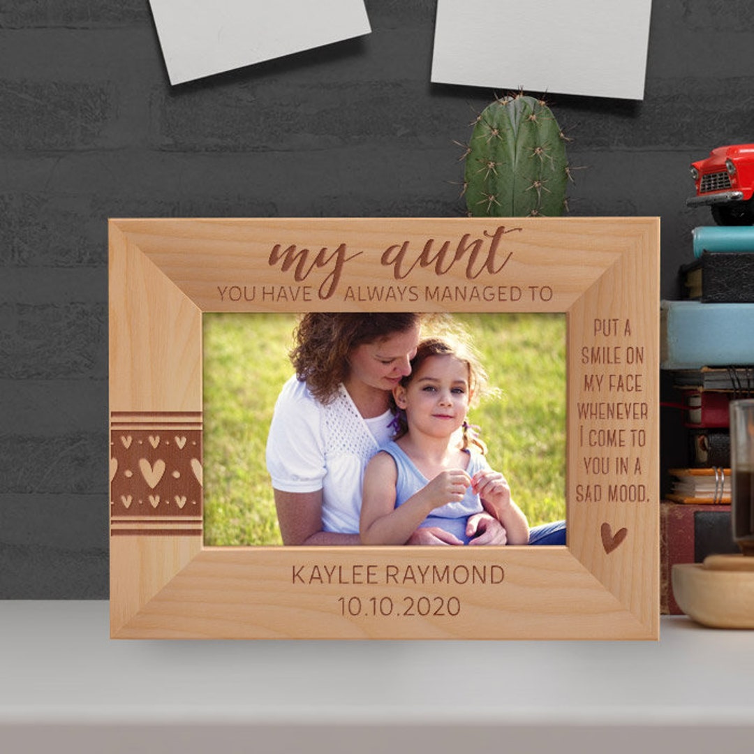 Custom Best Aunt Photo Frame, Personalized Picture Frame, Wooden Photo ...