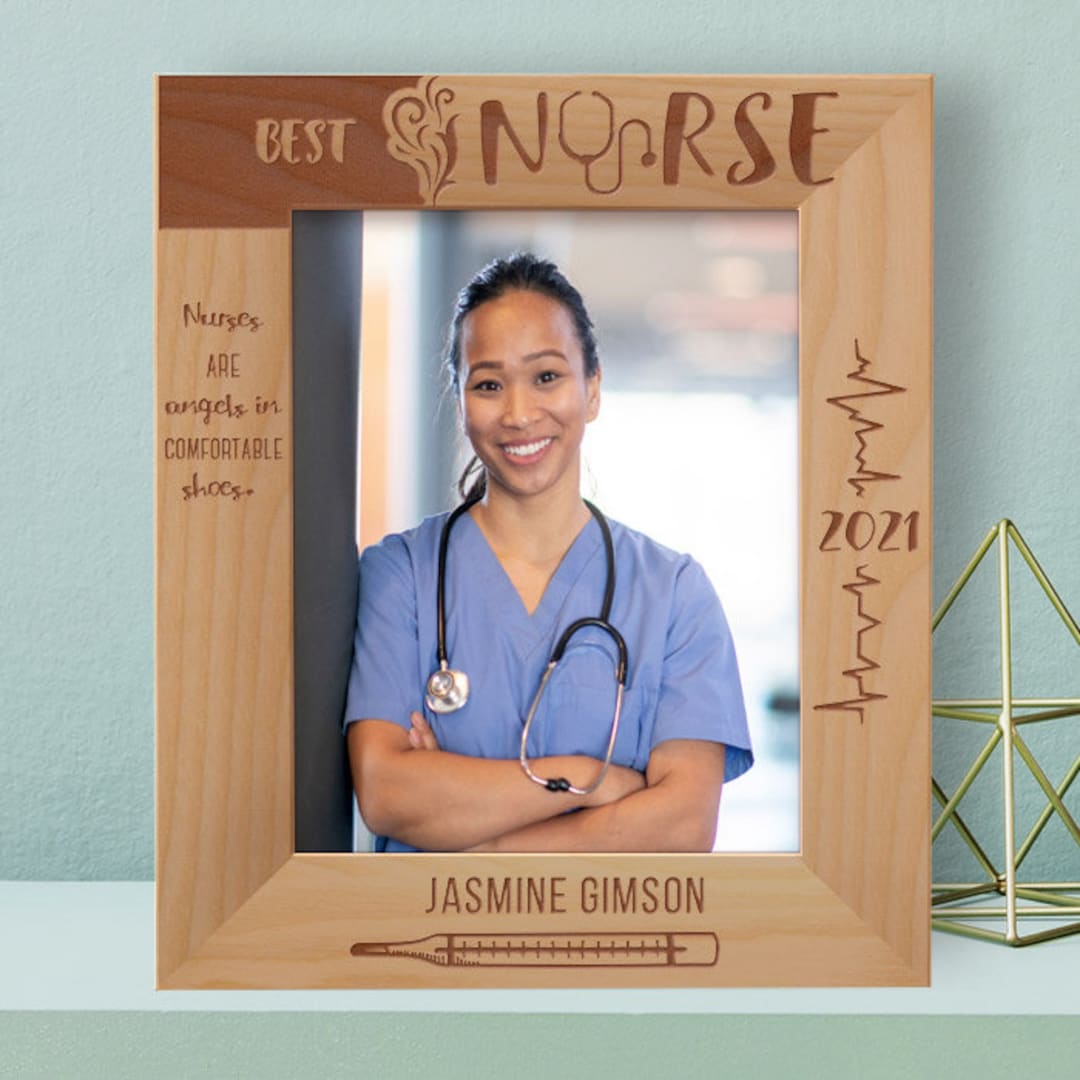 Personalized Nurse Photo Frame, Custom Nurses Day Picture Frame, Wooden ...