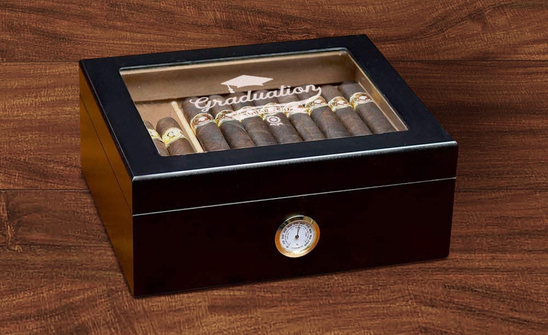 Personalized Cigar Box, Customized Glass Top Wooden Cigar Humidor Box ...