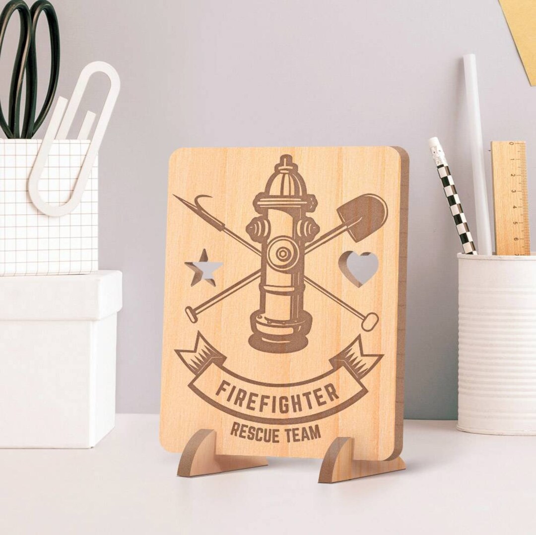 Personalized Firefighter Card, Customized Wooden Firefighter Card ...