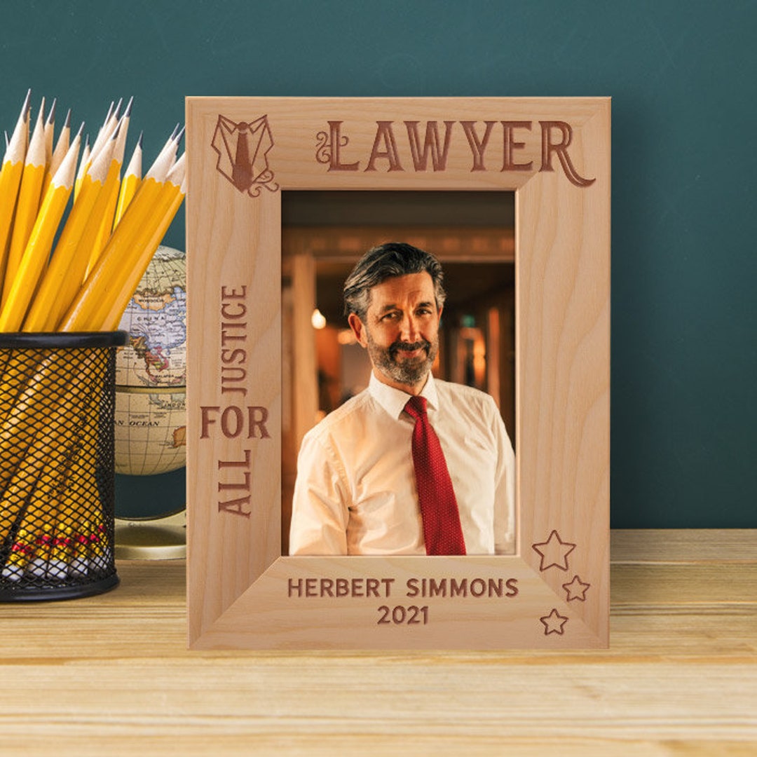 Custom Lawyer Photo Frame – Personalized Wooden Frame, Engraved Justice ...