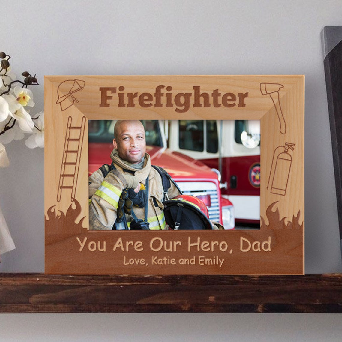 Firefighter Photo Frame Personalized Firefighter Frame Our | Etsy