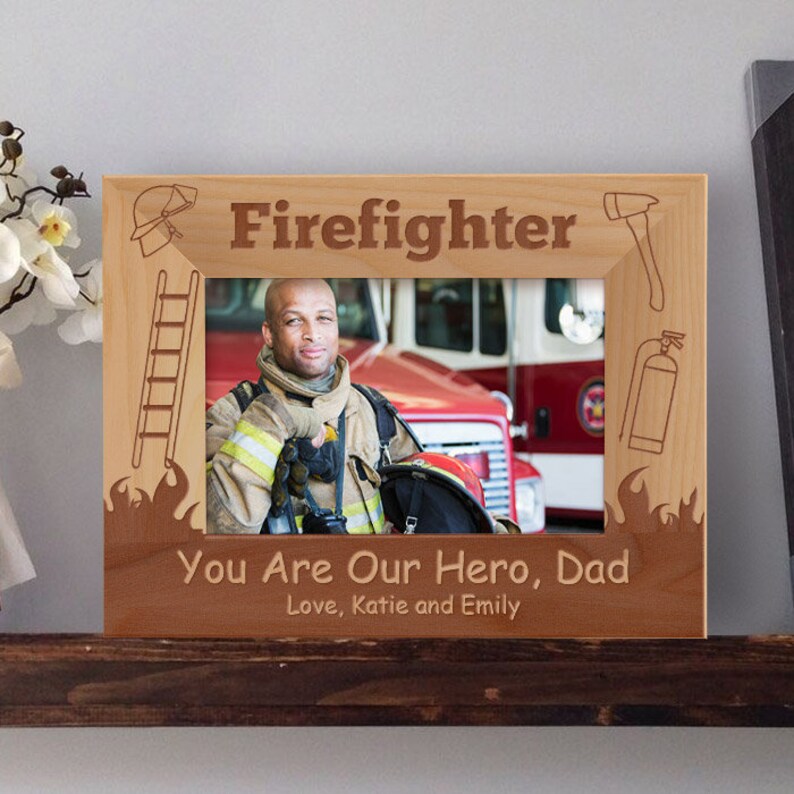 Firefighter Photo Frame Personalized Firefighter Frame Our | Etsy