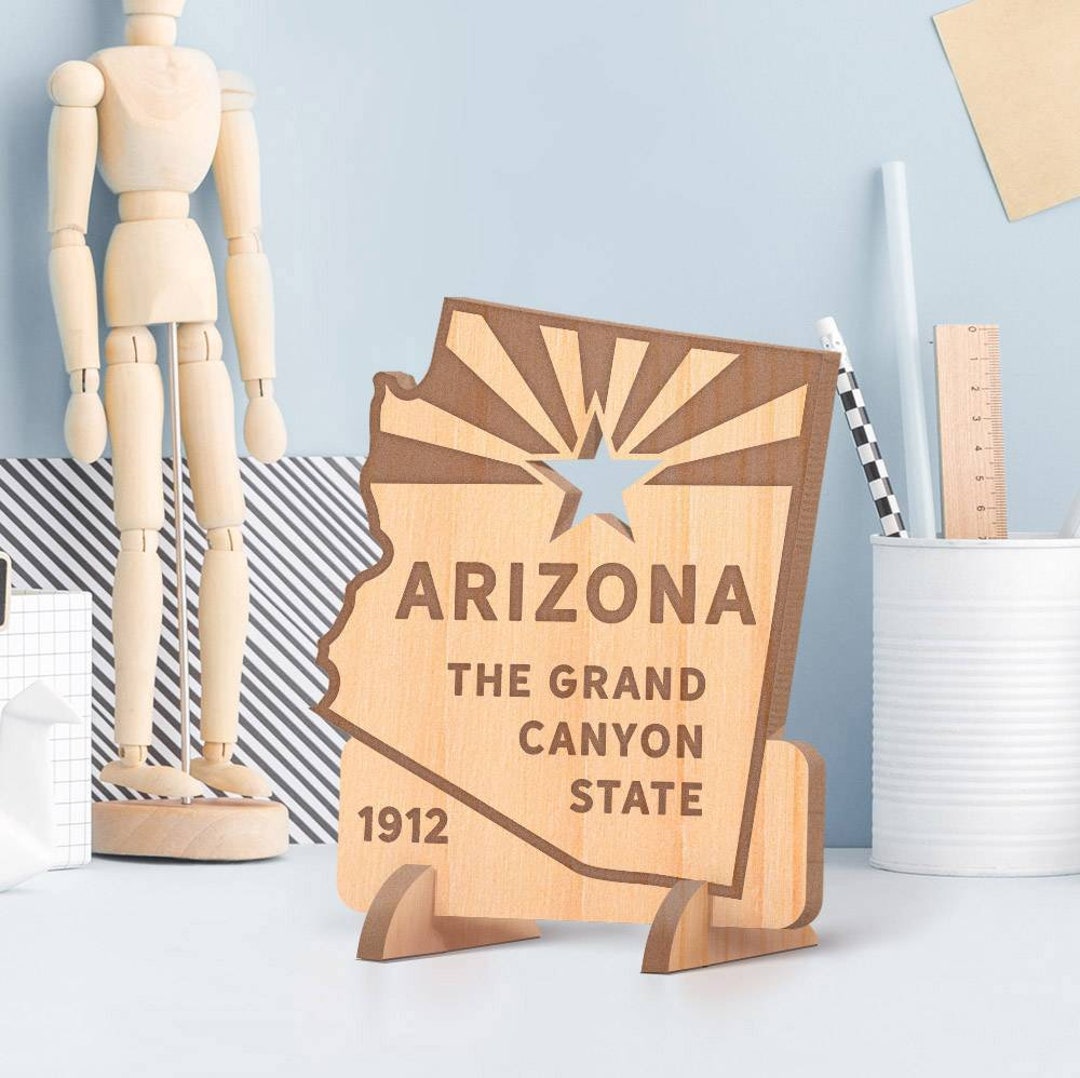 Customized Wood, Personalized Arizona Established Sign Wooden Card ...