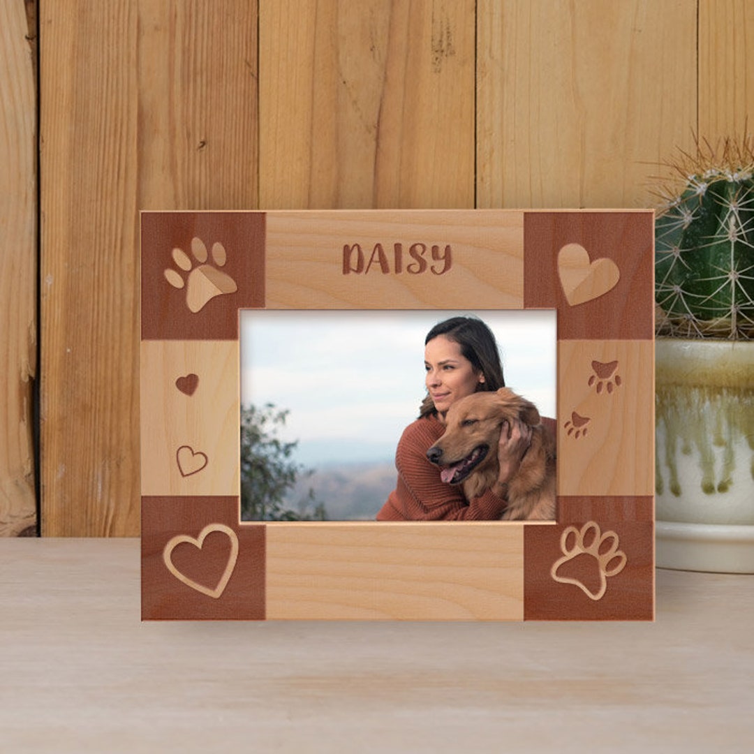 Personalized Pet Picture Frame, Custom Photo Frame, Wooden Dog Picture ...
