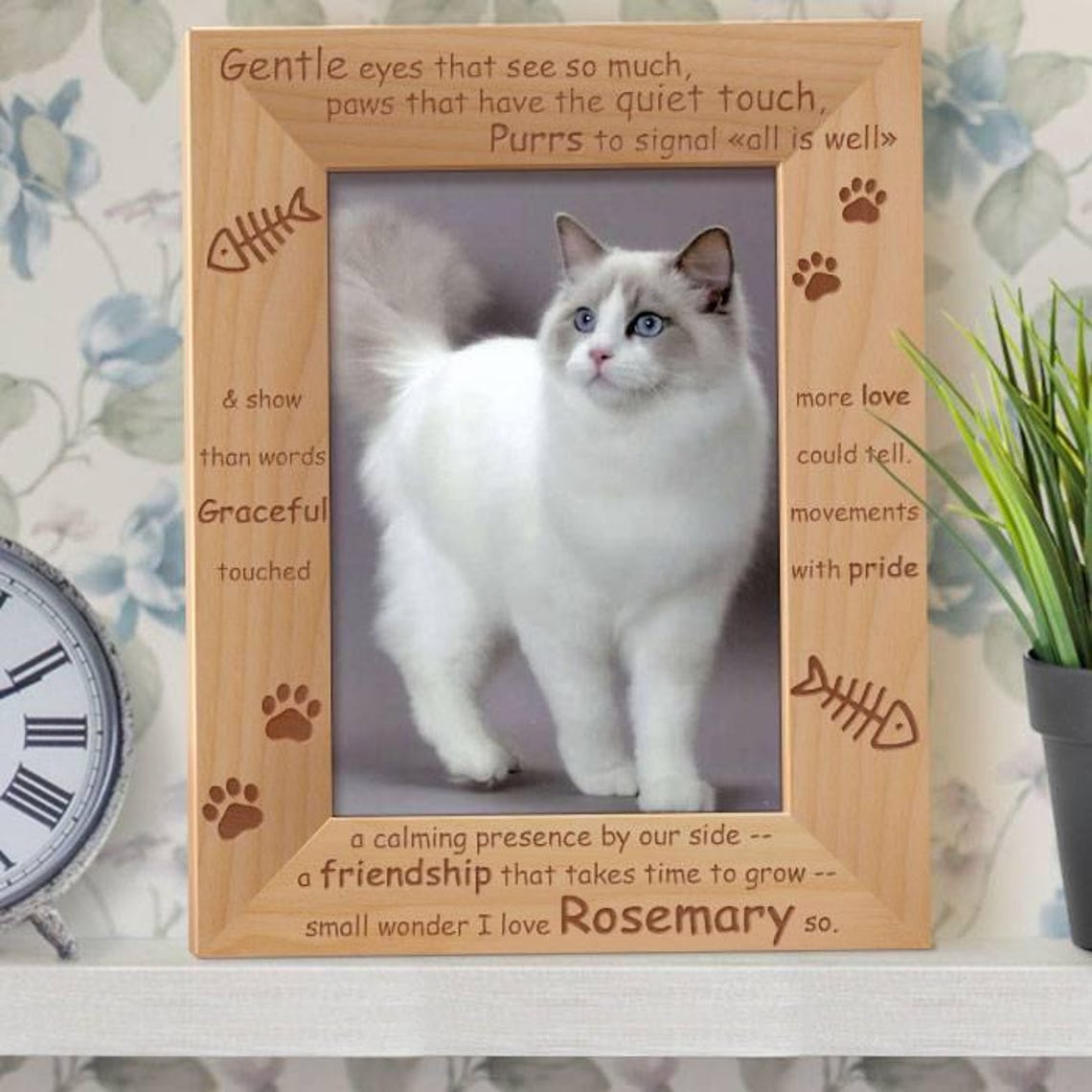Personalized Cat Photo Frame, Pet Picture Frame, Engraved Photo Frame ...