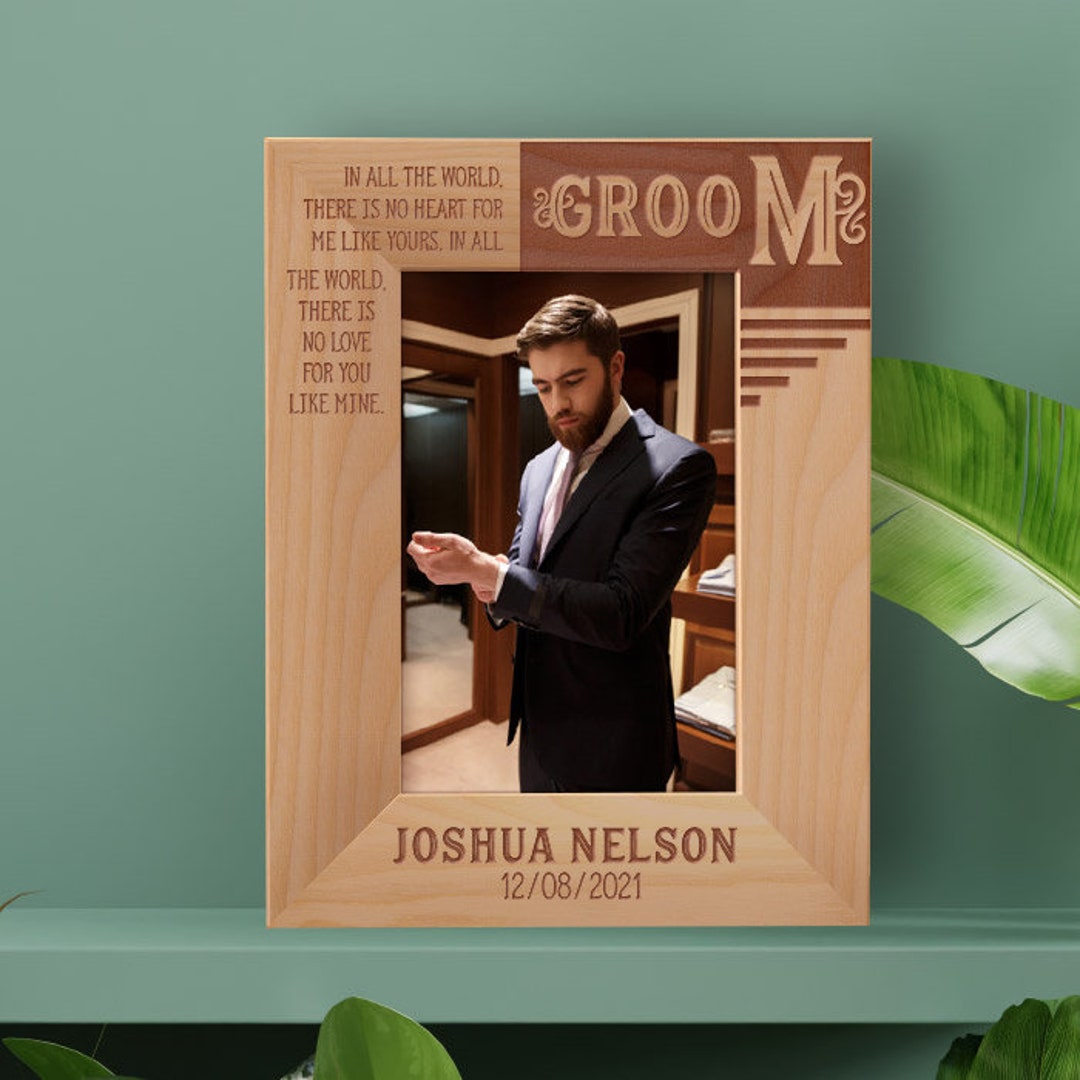 Custom Wooden Photo Frame, Personalized Groom Photo Frame, Engraved ...