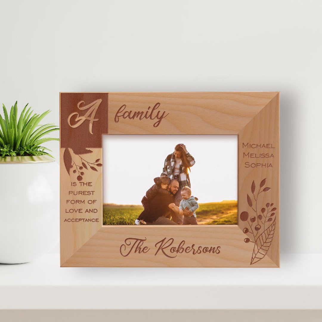 Engraved Wooden Frame, Personalized Family Picture Frame, Thoughtful ...