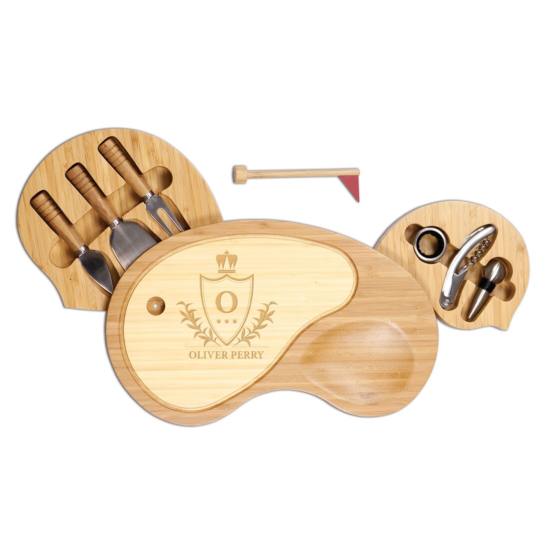Personalized Golf Cheese Board Set With Name, Custom Name Bamboo ...