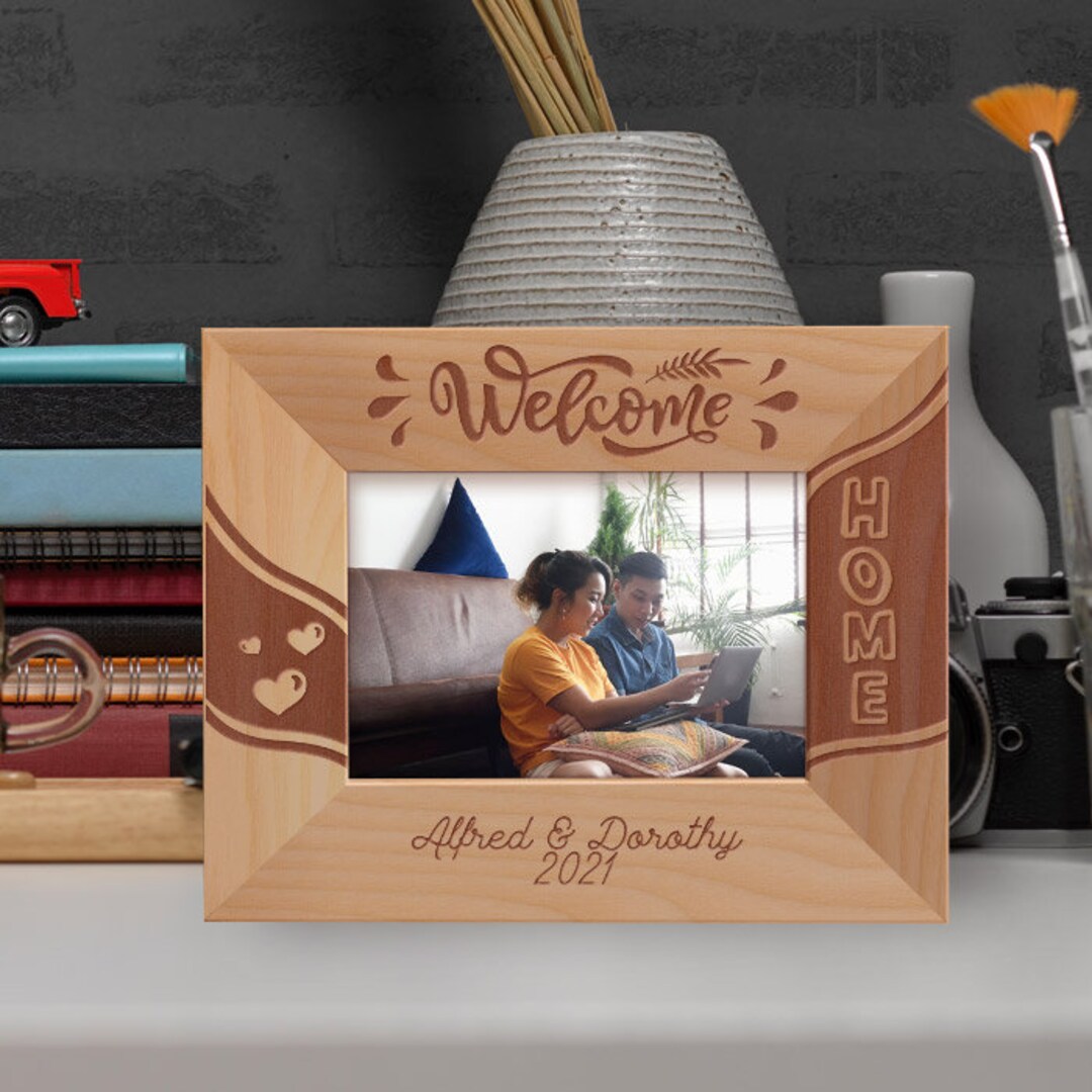Custom Welcome Home Picture Frame, Personalized Photo Frame, Wooden ...