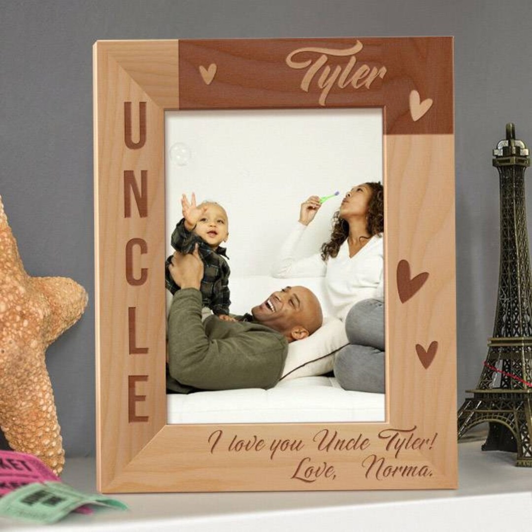 Uncle Picture Frame, Personalized Photo Frame, Engraved Wooden Frame ...