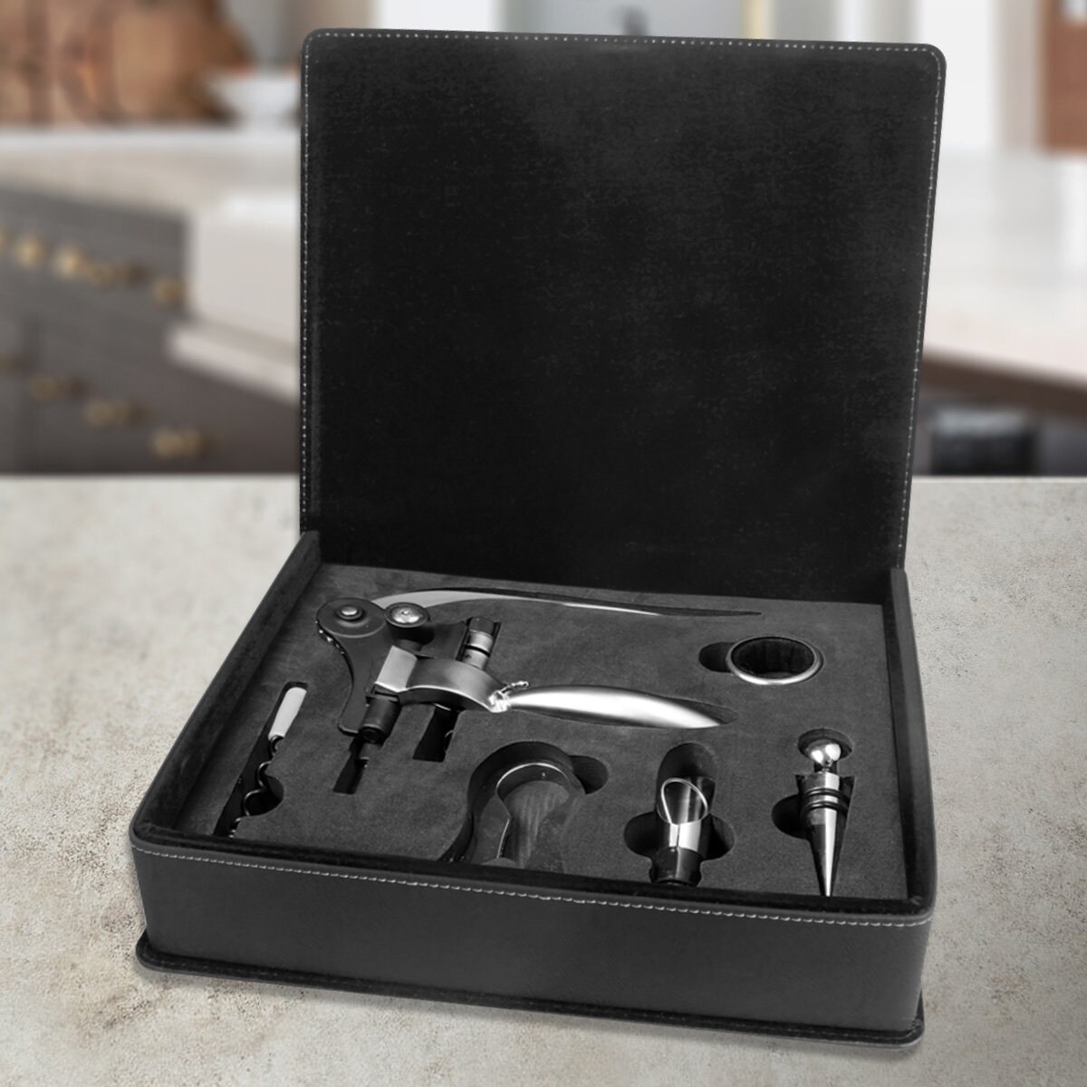 Personalized Wine Accessories Leather Box - Customized Wine Tool Set ...