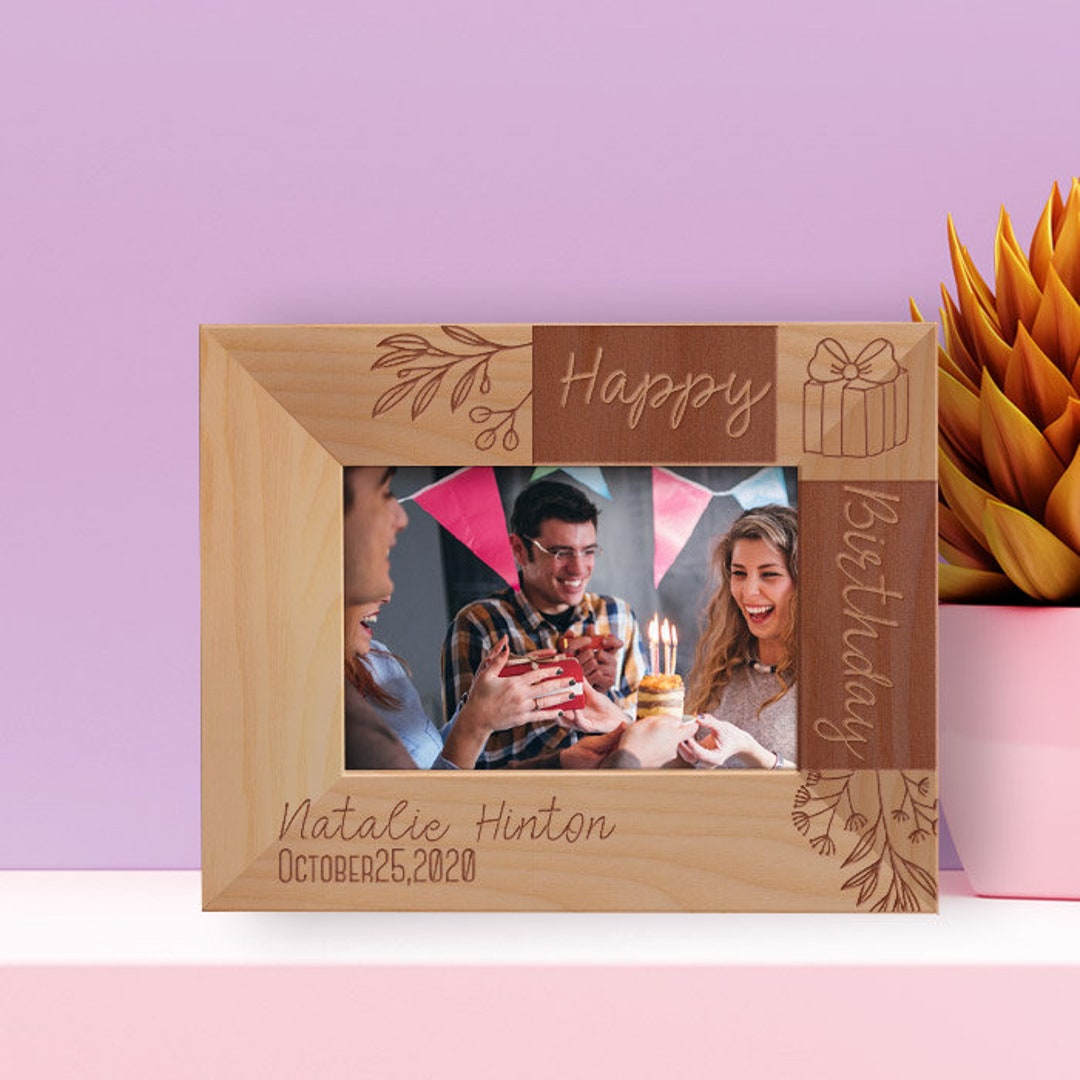 Custom Happy Birthday Photo Frame, Personalized Photo Frame, Engraved ...