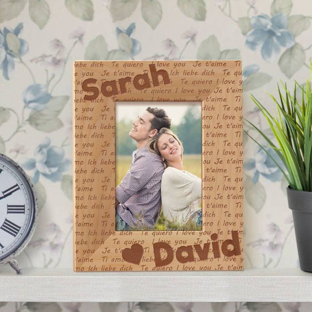 Personalized Couples Picture Frame, Engraved Love Picture Frame, Wooden ...