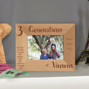 Custom Family Photo Frame, Personalized Three Generations Picture Frame ...