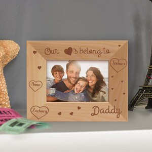 Daddy Photo Frame, Our Hearts Belong to Daddy, Engraved Wooden Frame ...