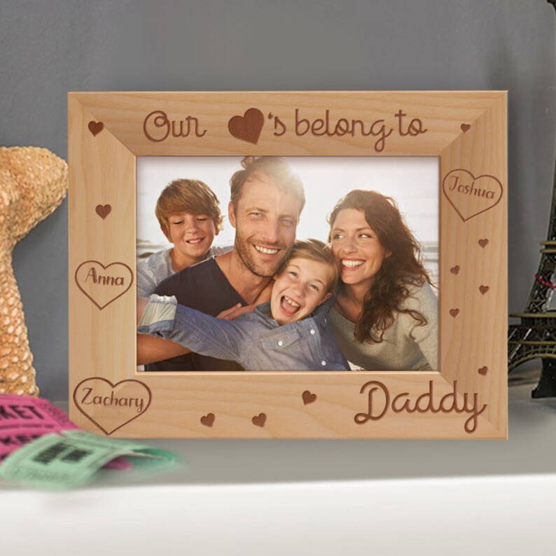 Daddy Photo Frame Our Hearts Belong to Daddy Engraved Wooden | Etsy