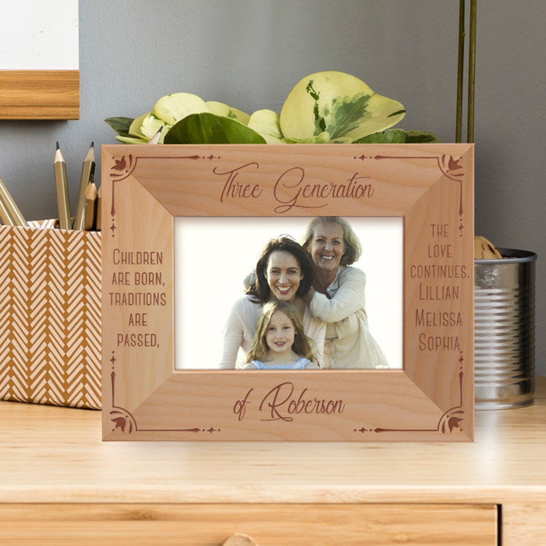 Custom Family Photo Frame, Personalized Three Generations Picture Frame ...