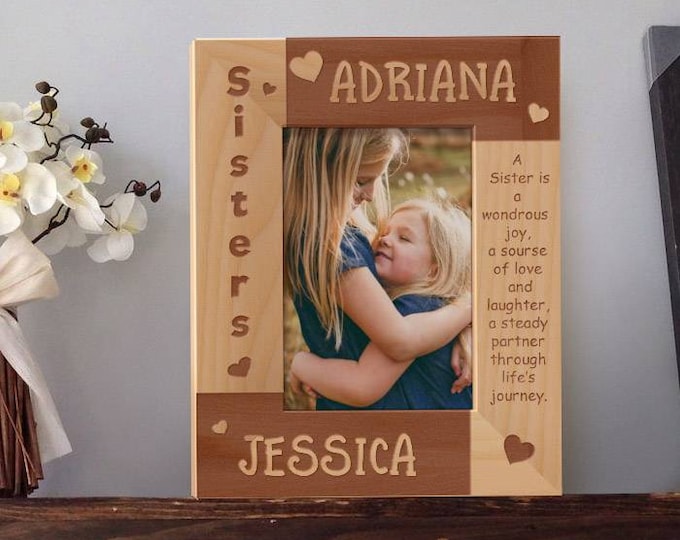 Engraved Sisters Wooden Photo Frame 4x6 5x7 Gifts Ideas & for Mother's ...